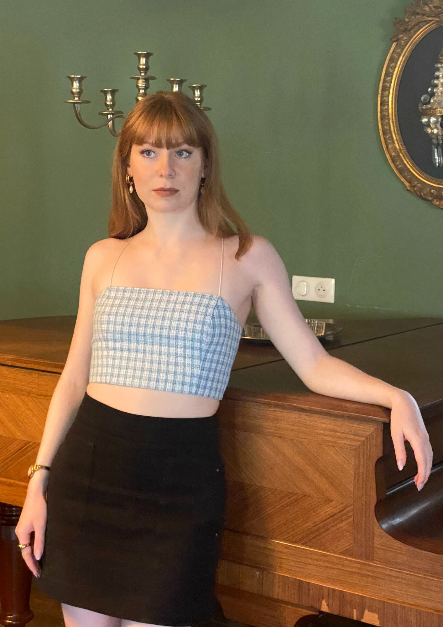 CARLA Top - Blue Tweed - Hesra Studio